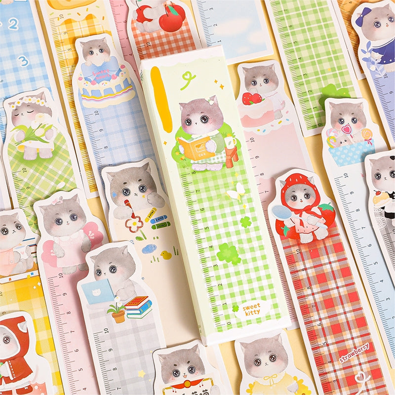 Cute Cat Theme Ruler Bookmarks Set with Box | Stamprints