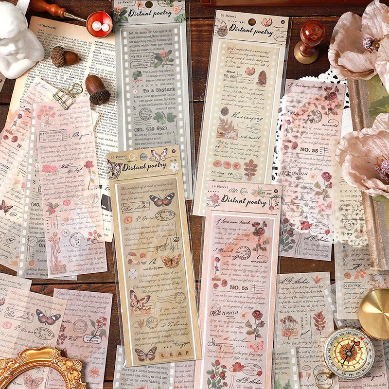 Vintage Text and Poetry Washi Stickers | Stamprints