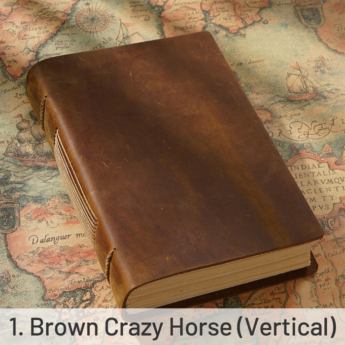 Thick Simple Hard Leather Notebook - Genuine Leather & 400 Pages & Full ...