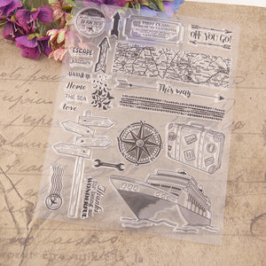 Clear Travel-Themed Stamps Set | Perfect for Journaling | Stamprints