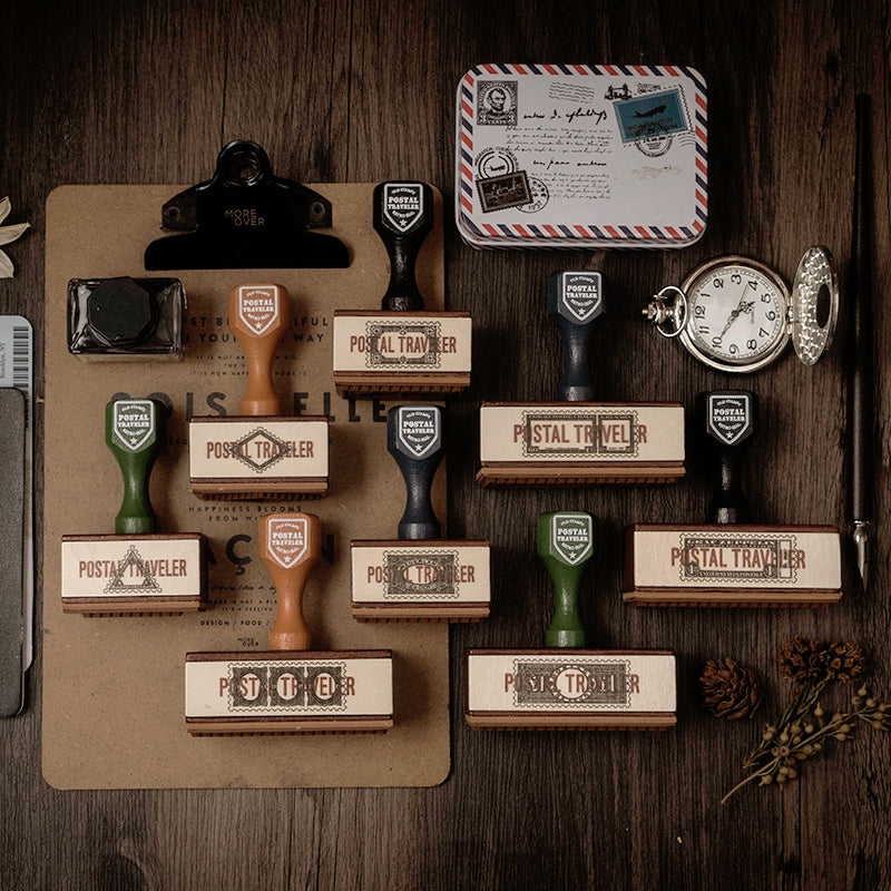 Vintage Travel Postage Stamp Frame Wooden Rubber Stamp | Stamprints