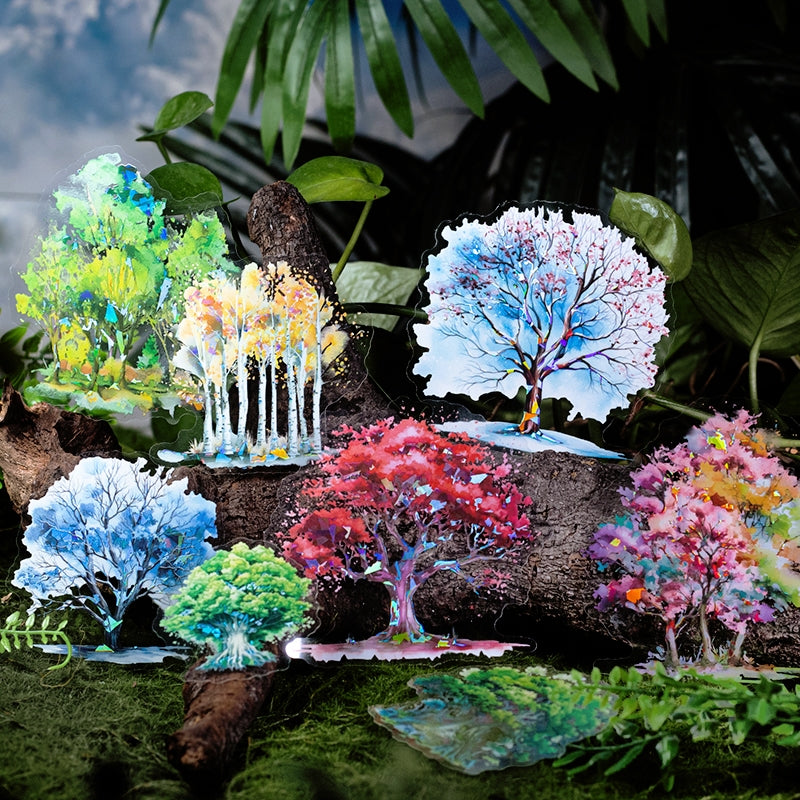 Holographic Tree Clear Stickers | Premium Transparent Labels by Stamprints