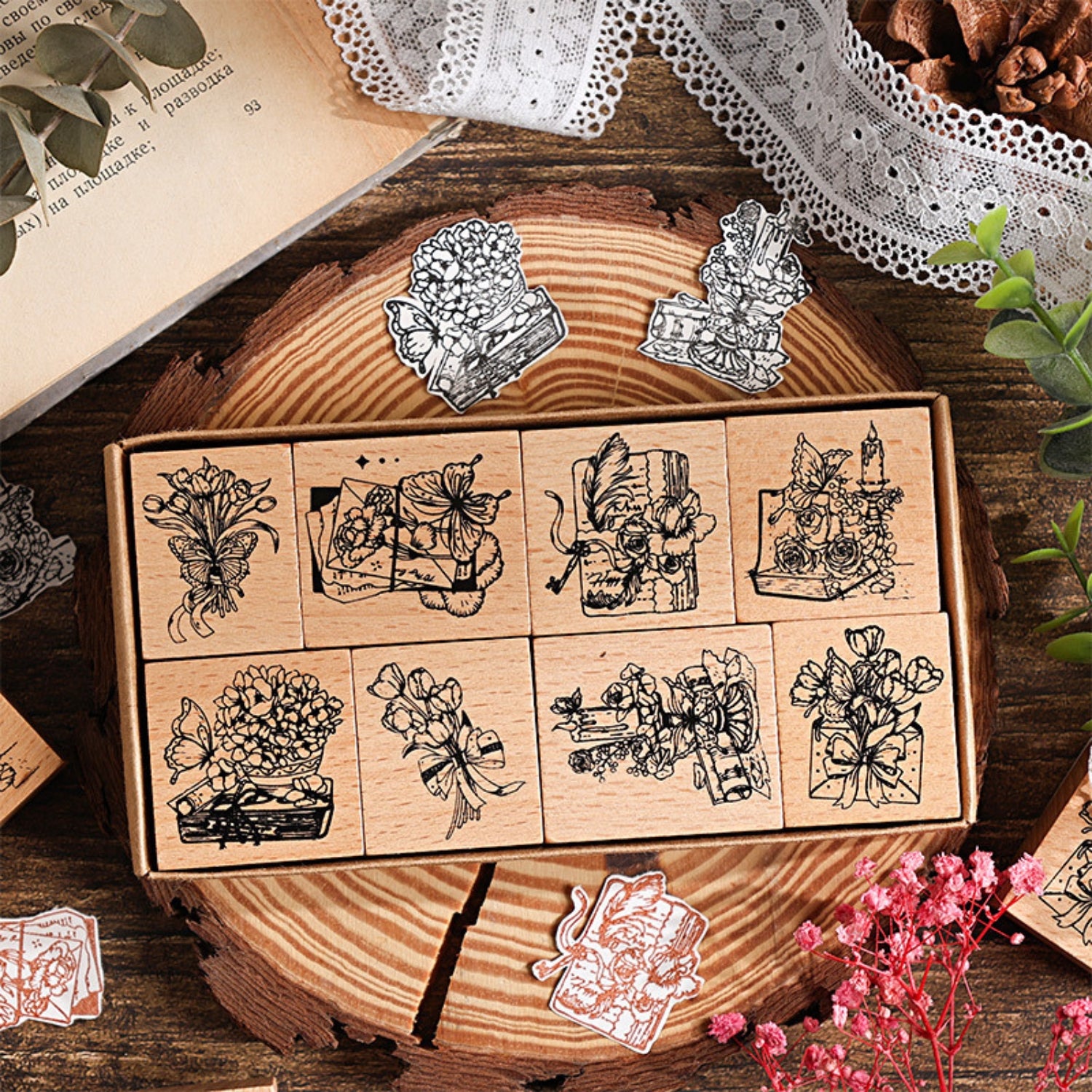 Butterfly Lovers Flower Series - Decorative Stamp Set | Stamprints