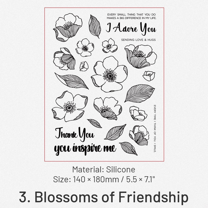 Vintage Botanical Flower Silicone Stamps - Decorative Wood Stamps ...