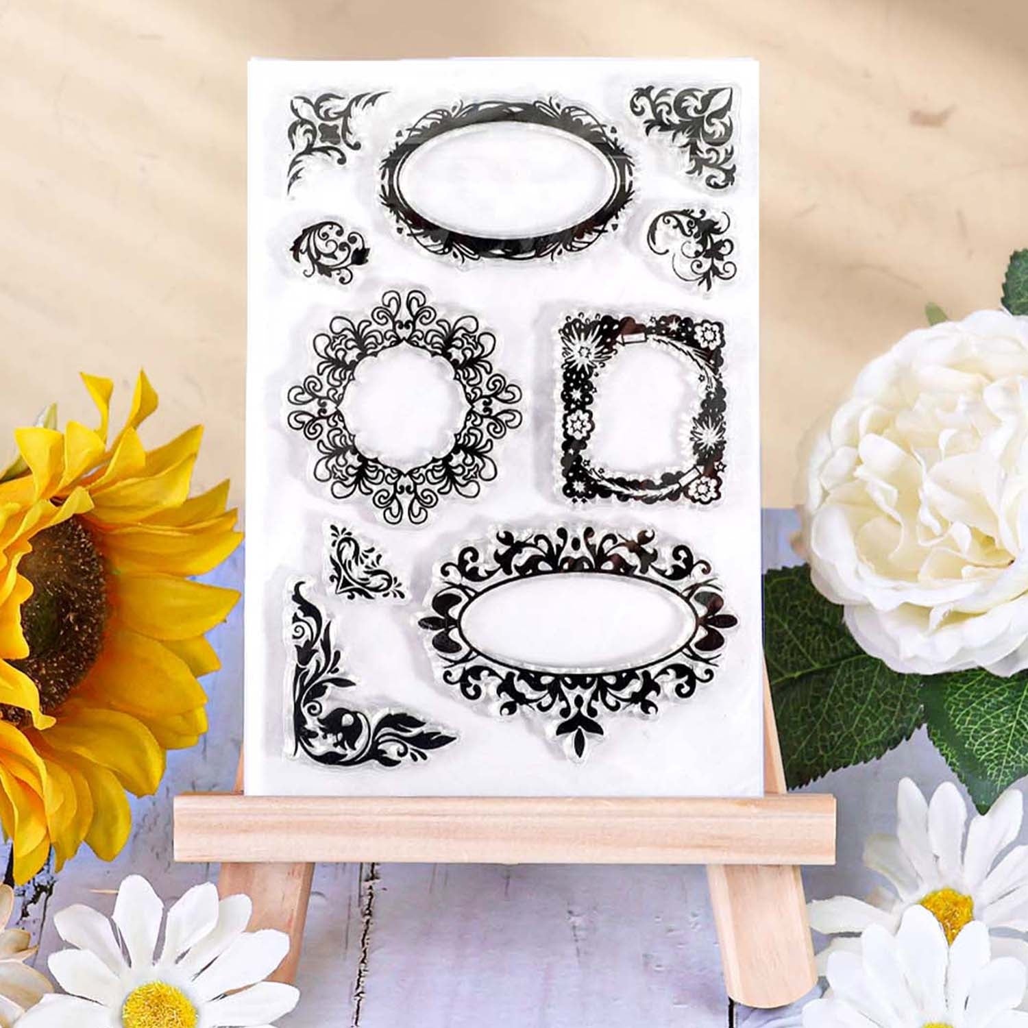 Vintage Retro Frame Clear Silicone Stamp | Stamprints