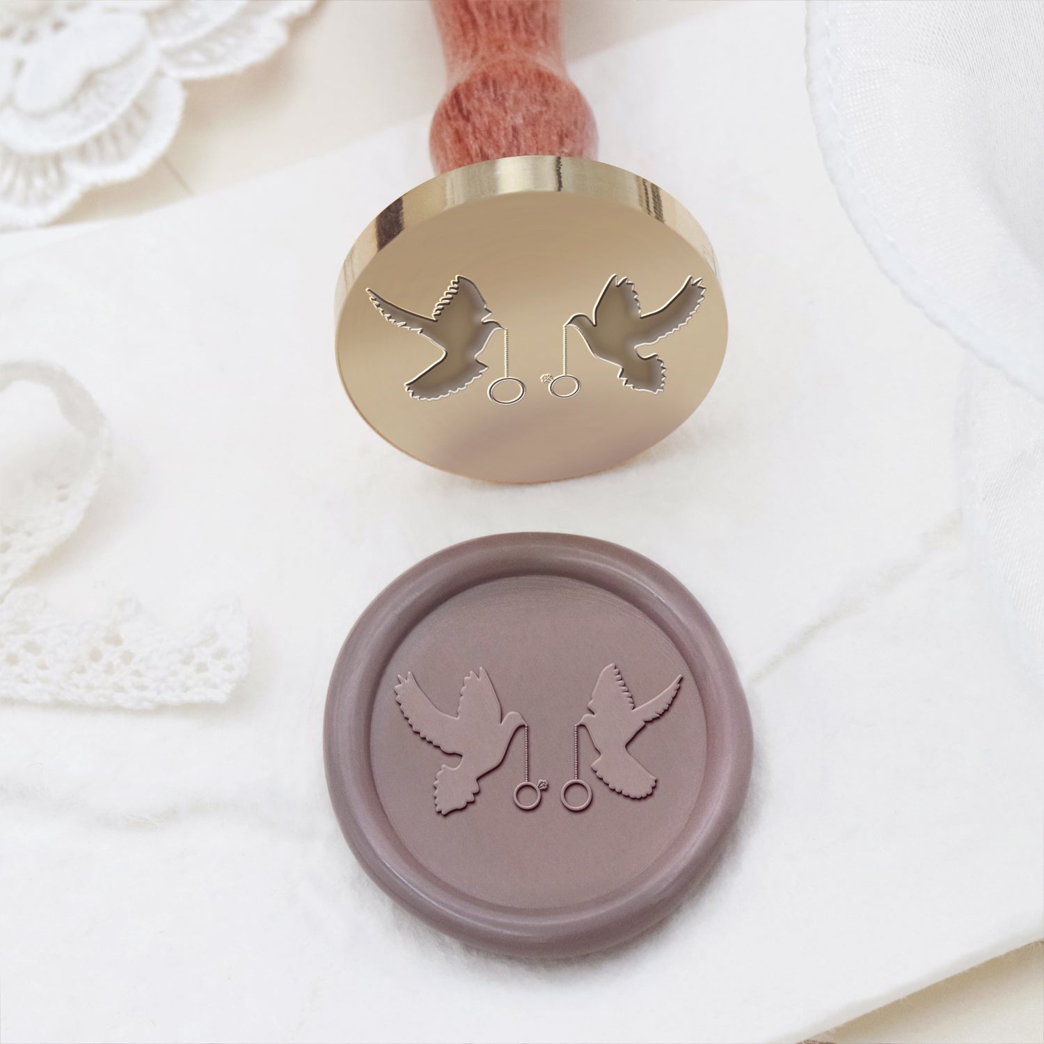 Wedding Rings Wax Seal Stamp | Classic Celebration Design by Stamprints