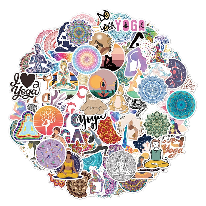 Yoga Symbols Mandala PVC Sticker - Journal | Scrapbook | Stamprints