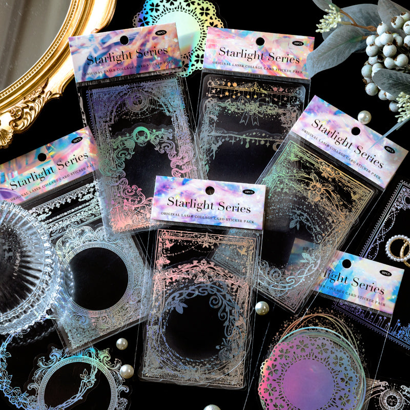 Holographic Starlight Frame Clear Stickers Pack | Stamprints