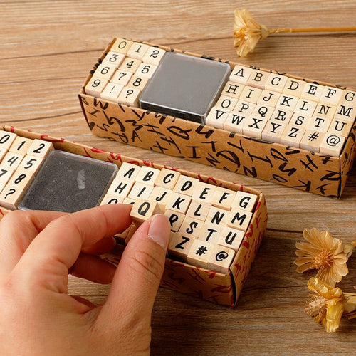 40-Piece Numbers Alphabet Symbols Rubber Stamps with Ink Pad Set ...