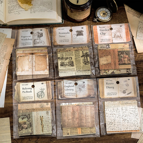 Brief History of Books Vintage Pages Sticker Pack - Antique Book Page ...