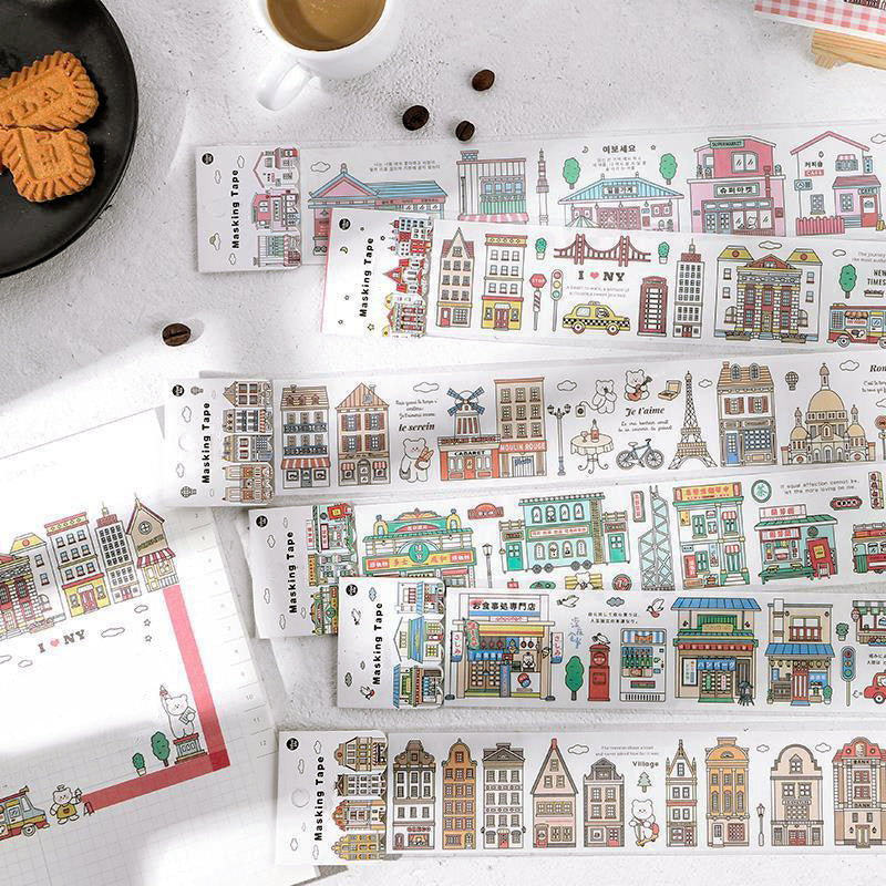 Urban Building Decorative Washi Tape | Long Strip Sticker by Stamprints