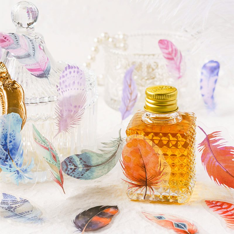 Colorful Vintage Feather Polyethylene Terephthalate Sticker ...
