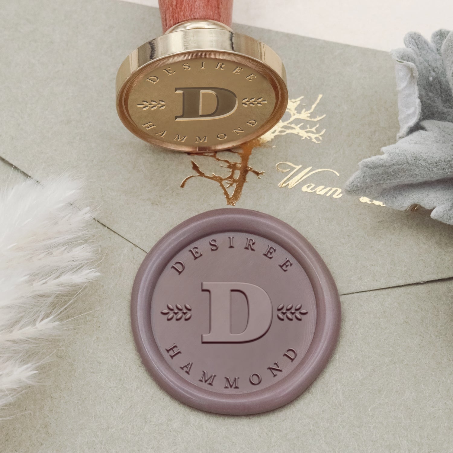 Custom Leaves Name Wax Seal Stamp | Personalized by Stamprints