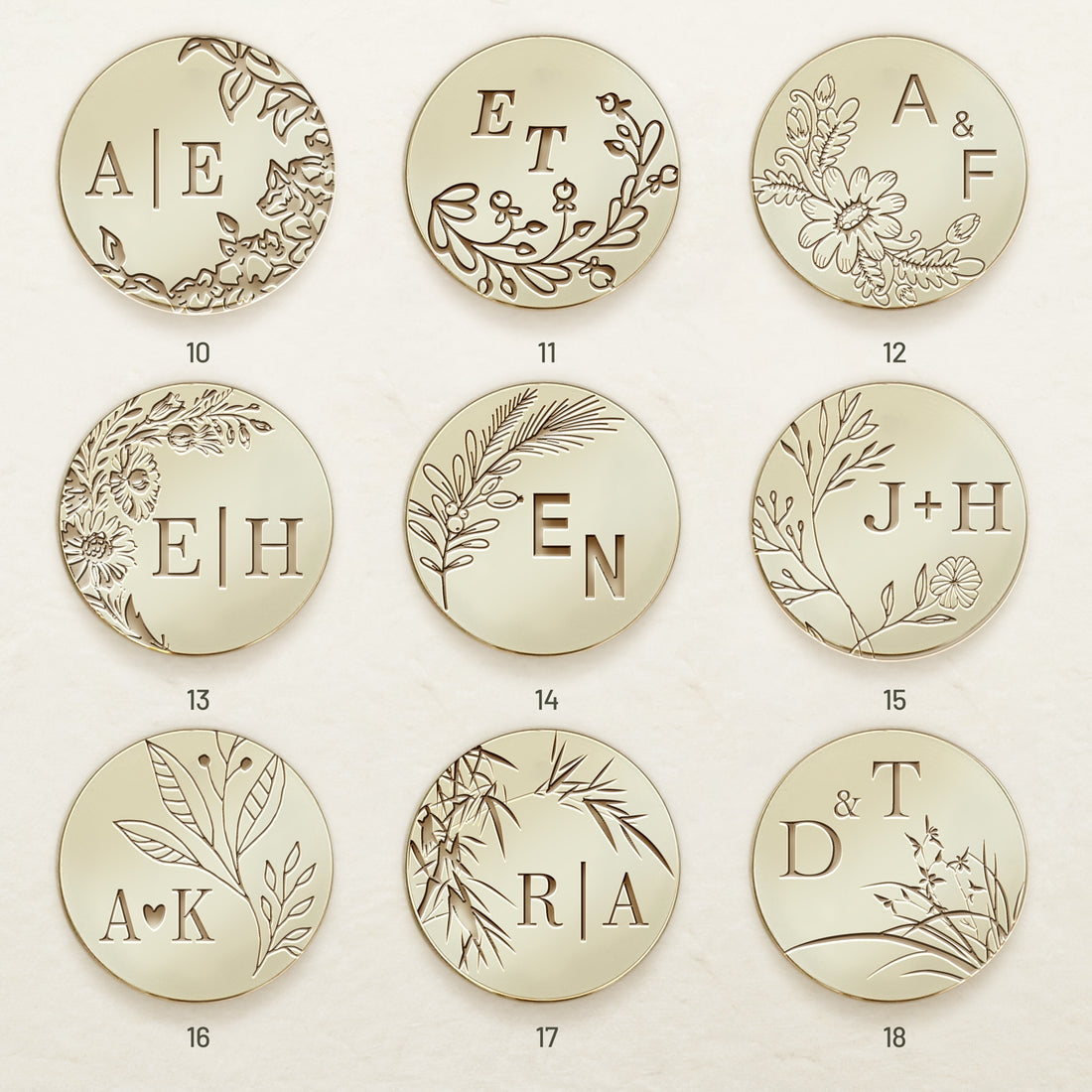 Custom Borderless Botanical Wedding Monogram Wax Seal Stamp ...