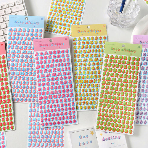 Cute English Alphabet Letters Self-Adhesive Stickers - Cartoon Font, 26 ...