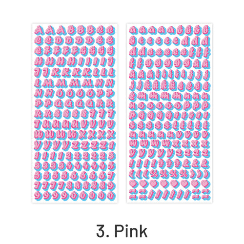 Cute English Alphabet Letters Self-Adhesive Stickers - Cartoon Font, 26 ...