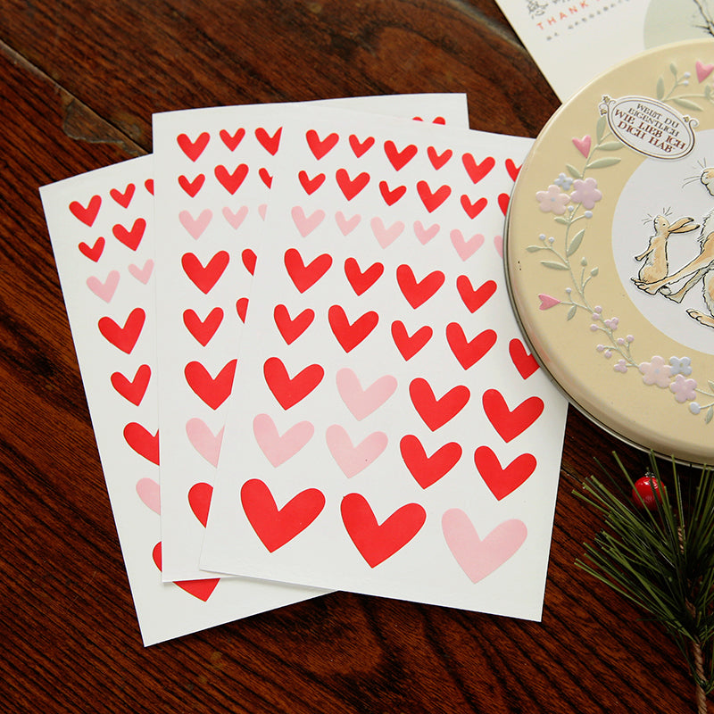 Cute Romantic Red Pink Heart Polyethylene Terephthalate Sticker ...