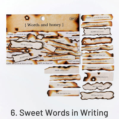 Diary Pieces Burned Long Strip English Sticker Pack - Deco Stickers ...