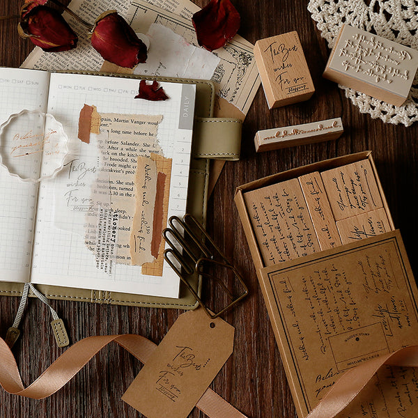 English Words Phrases Wooden Rubber Stamp Set - Ideal for Journaling ...