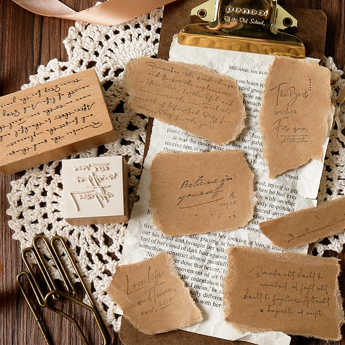 English Words Phrases Wooden Rubber Stamp Set - Ideal for Journaling ...