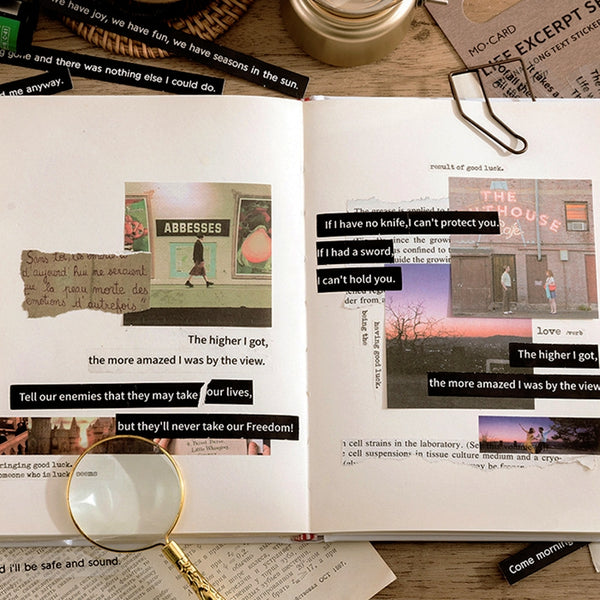 Vintage Long Strip Text Sticker Pack-Words Sticker&Journal|Stamprints