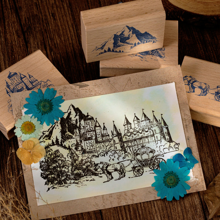 Fantasy Castle Wooden Rubber Stamp - DIY Decoration & Art | Stamprints
