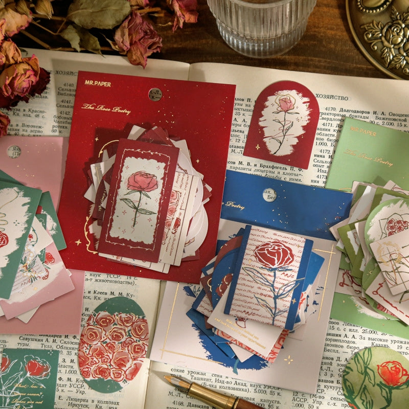 Vintage Rose Plant Decorative Sticker Pack | Stamprints