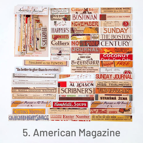 Retro English Words Long Strip Sticker Pack- Vintage Text | Stamprints