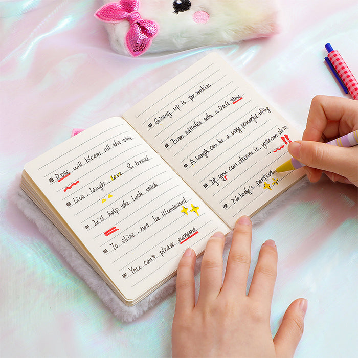 Kawaii Cute Fluffy Plush Cat Journal Notebook - Diary | Stamprints
