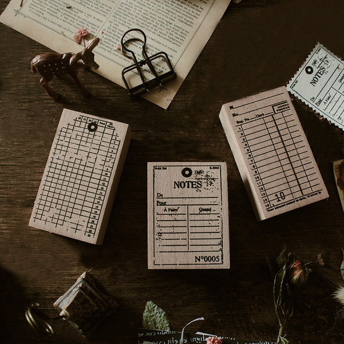 Literary Retro Note Bill Background Wooden Rubber Stamp | Stamprints