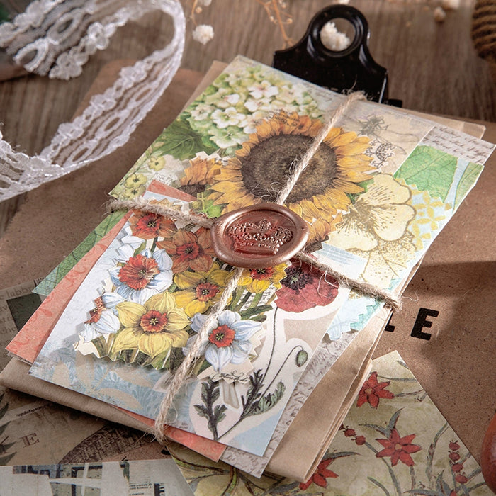 Square Vintage Floral Plant Scrapbook Paper Book- Journal | Stamprints