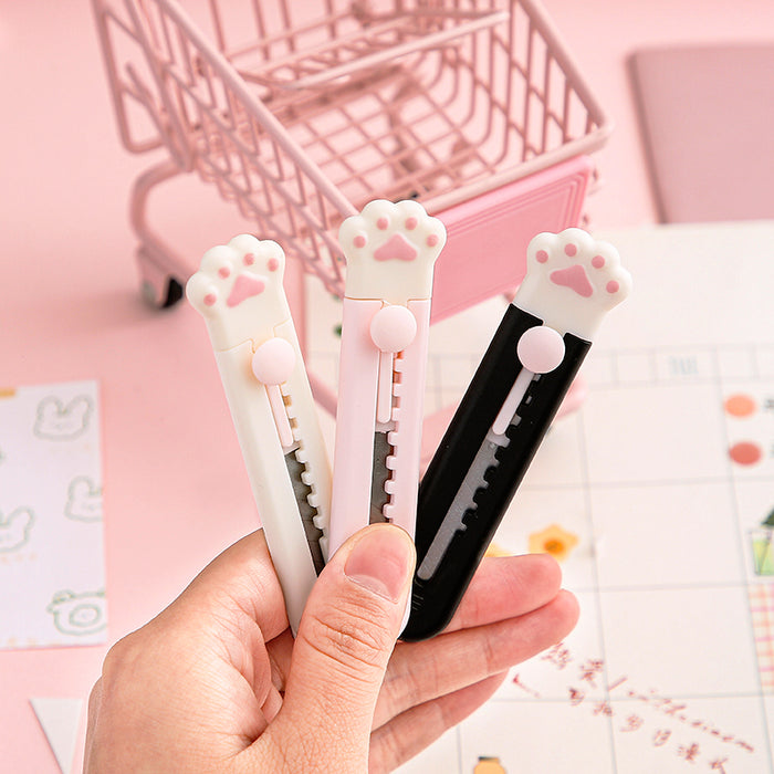 Mini Cute Cat Paw Utility Knife - Kawaii Pink Black White Cat Palm ...