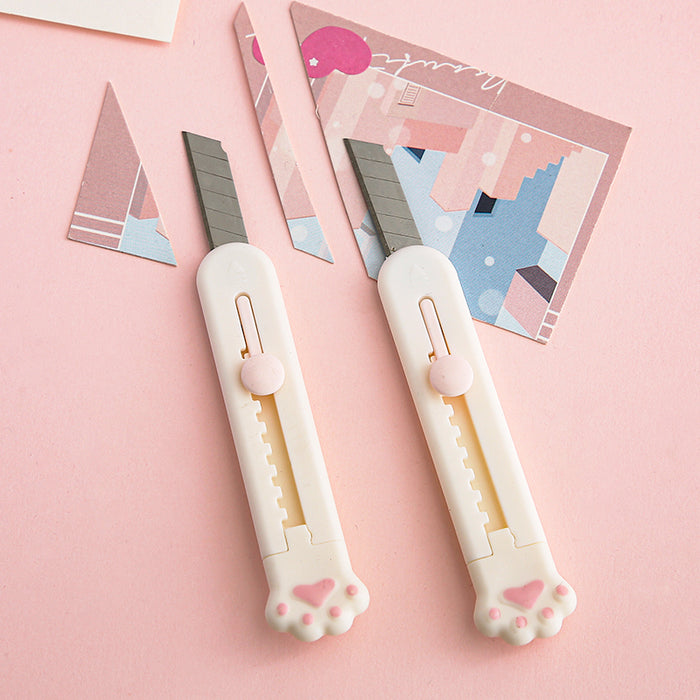 Mini Cute Cat Paw Utility Knife - Kawaii Pink Black White Cat Palm ...