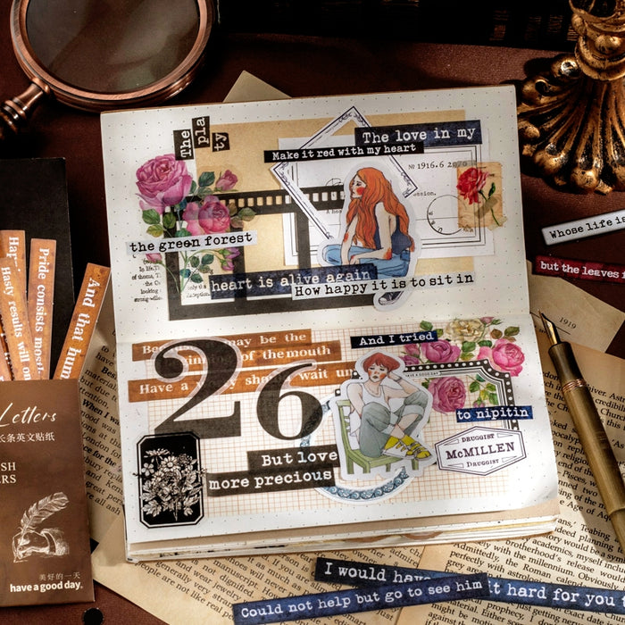 Poems and Letters Vintage English Long Strip Border Sticker Pack - Add ...