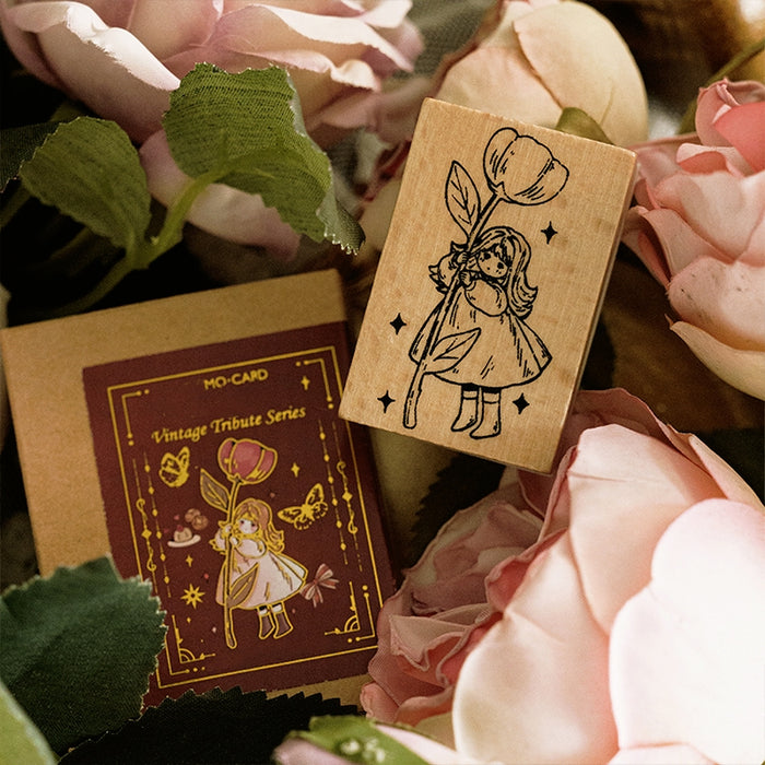 Retro Cute Cartoon Characters Little Boy Girl Wooden Rubber Stamp ...