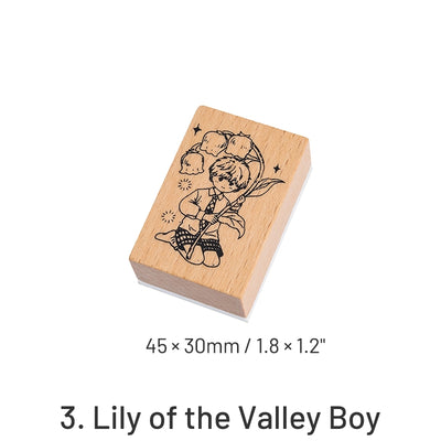 Retro Cute Cartoon Characters Little Boy Girl Wooden Rubber Stamp ...