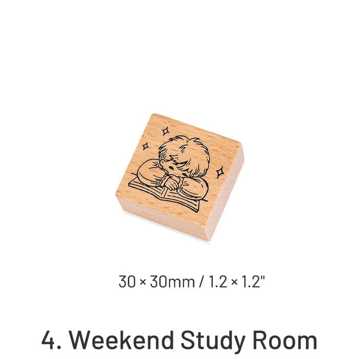 Retro Cute Cartoon Characters Little Boy Girl Wooden Rubber Stamp ...