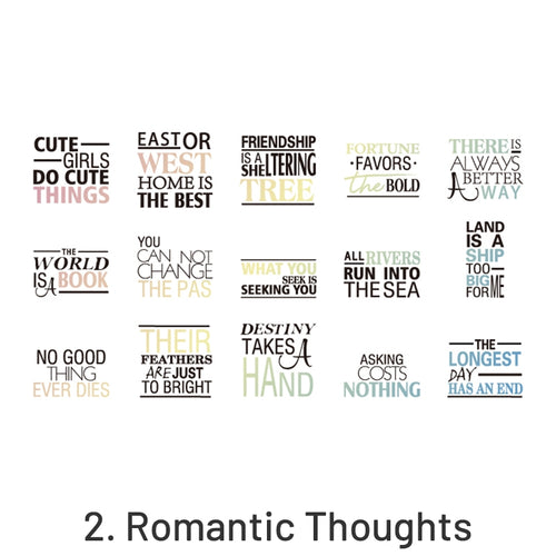 Retro English Words Headline Sticker Pack - Journal Decoration | Stamprints