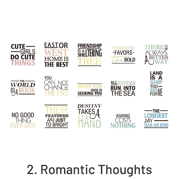 Retro English Words Headline Sticker Pack - Journal Decoration | Stamprints