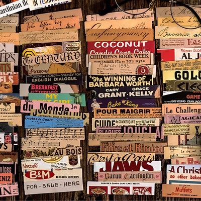Retro English Words Long Strip Sticker Pack- Vintage Text | Stamprints