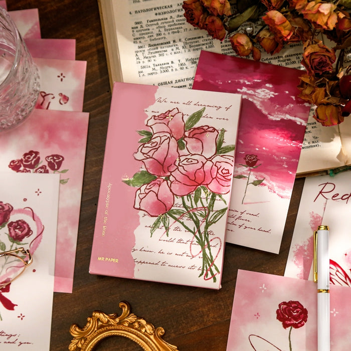 Vintage Hand-Painted Rose Boxed Postcard - Greeting Card | Stamprints