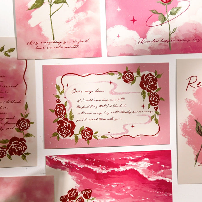 Vintage Hand-Painted Rose Boxed Postcard - Greeting Card | Stamprints