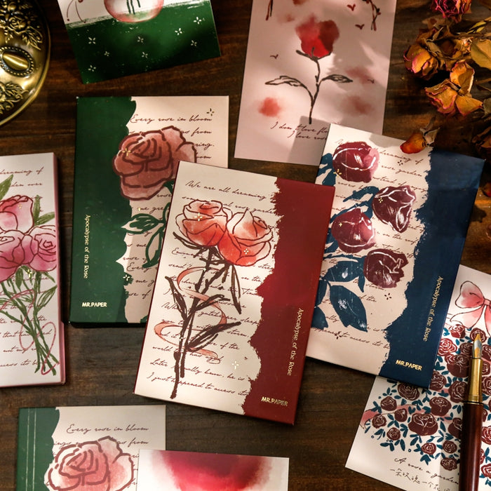 Vintage Hand-Painted Rose Boxed Postcard - Greeting Card | Stamprints