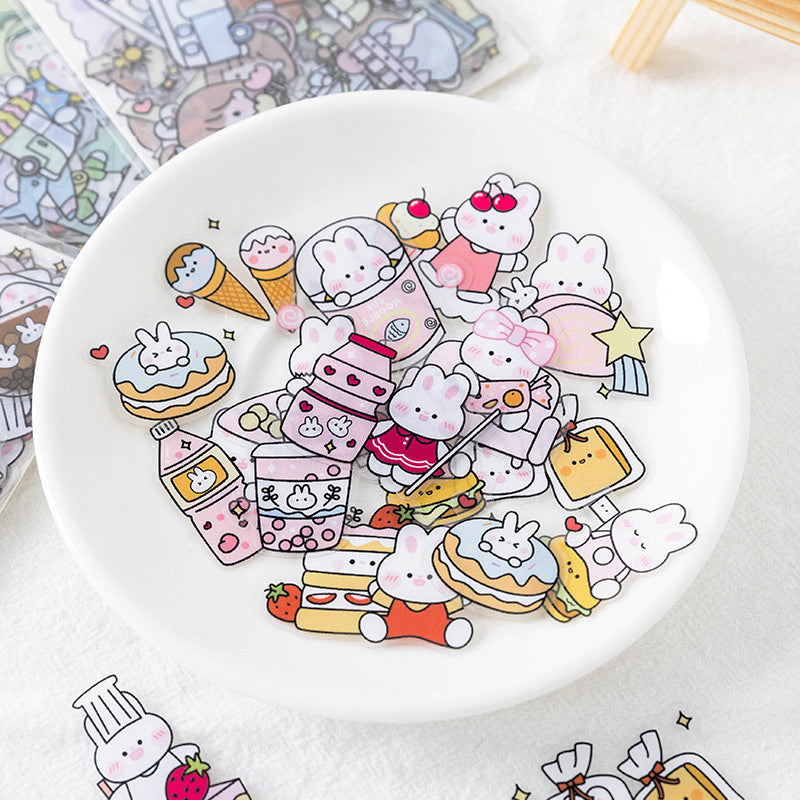 Cute Explosion Cartoon Rabbit Girl Clear Stickers | Stamprints