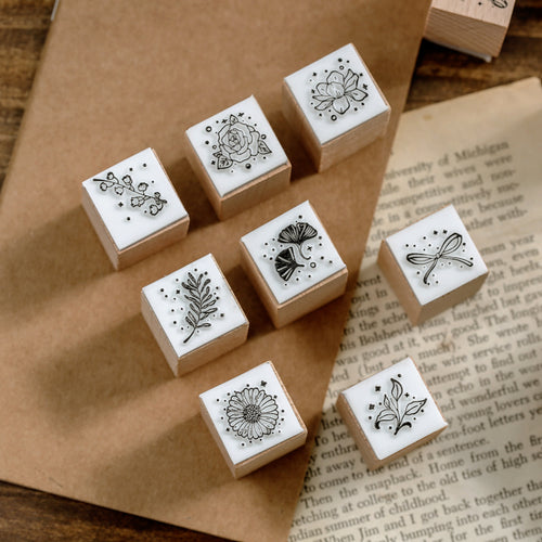 Simple Plant Basic Wooden Rubber Stamp Set-DIY Decoration | Stamprints