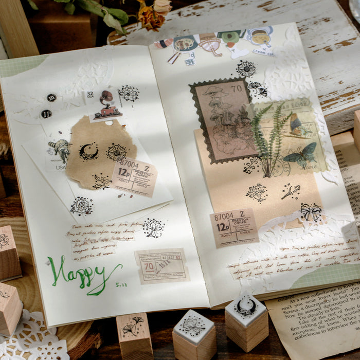 Simple Plant Basic Wooden Rubber Stamp Set-DIY Decoration | Stamprints