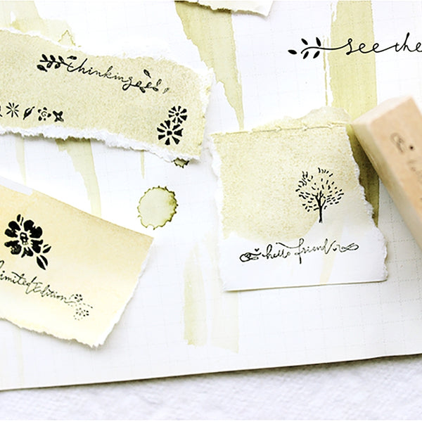 Fancy Font English Words Wooden Rubber Stamp -Text Stamps | Stamprints