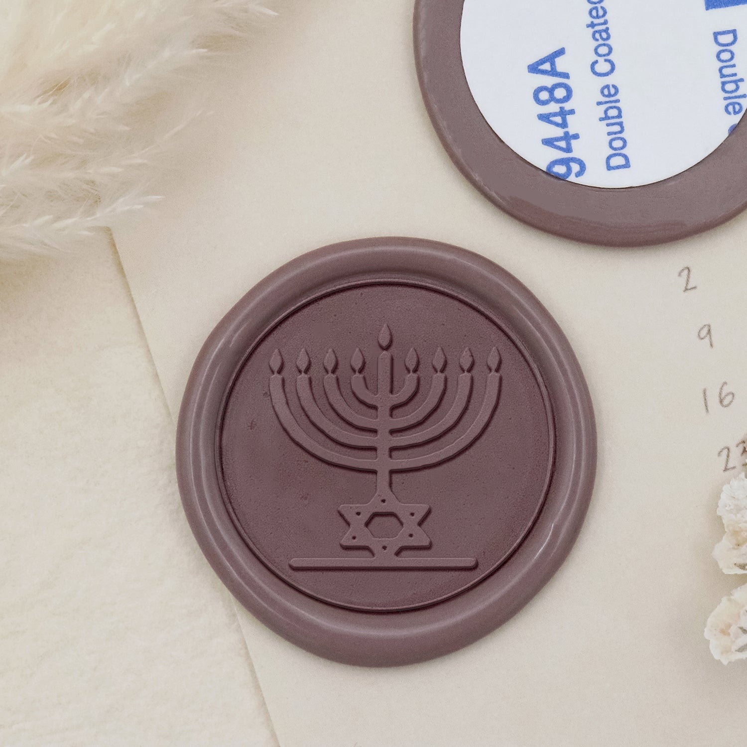 Menorah Wax Seal Stickers | Self-Adhesive Jewish Seals by Stamprints