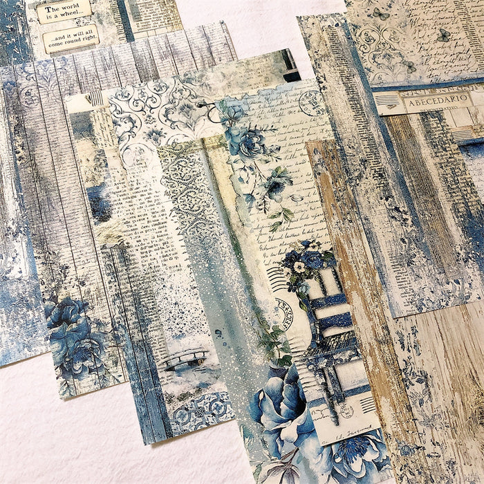 Vintage Light Blue Wood Grain Word Scrapbook Paper-Journal|Stamprints