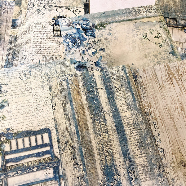 Vintage Light Blue Wood Grain Word Scrapbook Paper-Journal|Stamprints